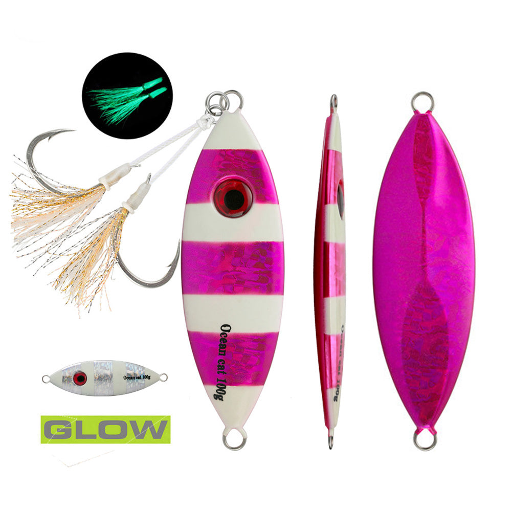 OCEAN CAT 1 Pc Slow Fall Pitch Fishing Lures Sinking Lead Metal Flat ...